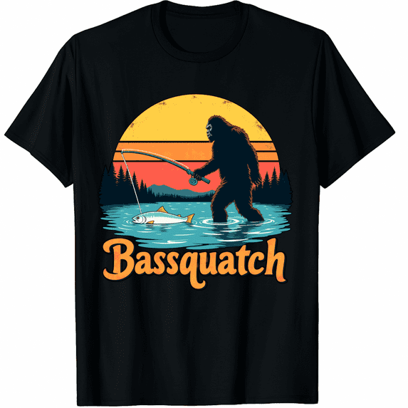 Bass Fish Fishing-Shirt Bassquatch Bigfoot Funny Sasquatch Graphic ...