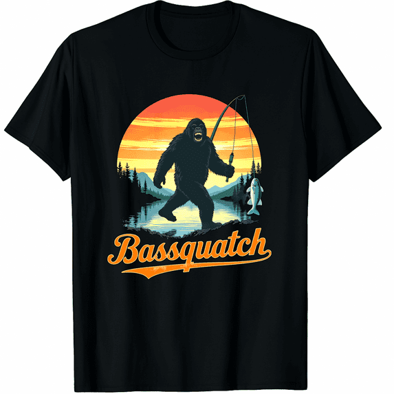 Bass Fish Fishing-Shirt Bassquatch Bigfoot Funny Sasquatch Graphic ...