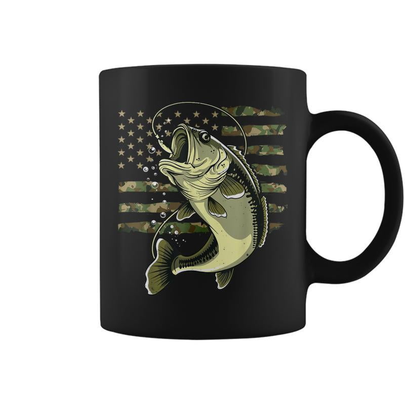 Bass Fish Fishing Usa American Flag Camouflage Fisherman Coffee Mugs ...