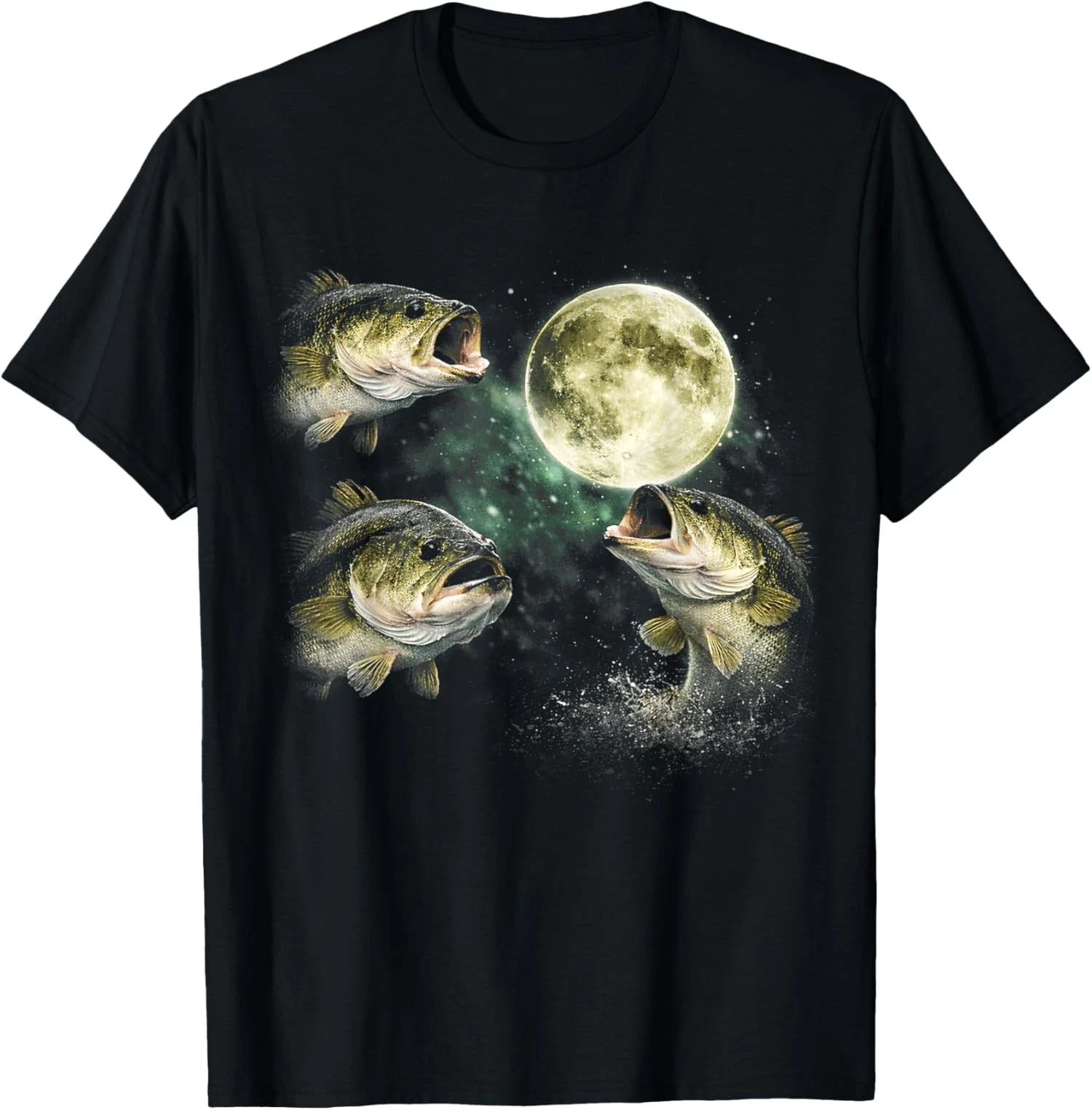 Bass Fish Howling To The Moon Vintage Angler Fishing Gear Unisex T ...