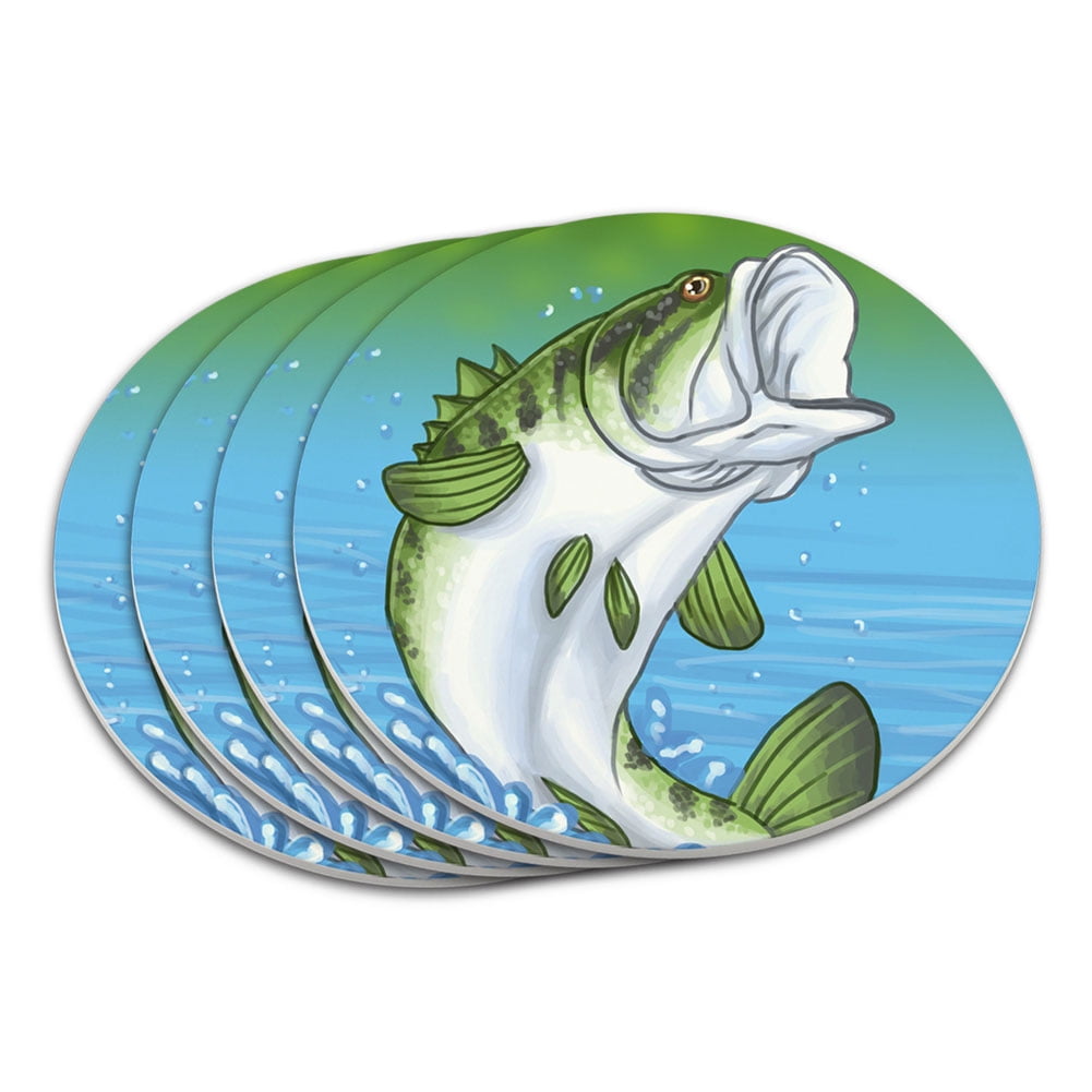 Bass Fish Jumping Water Fishing Coaster Set - Walmart.com