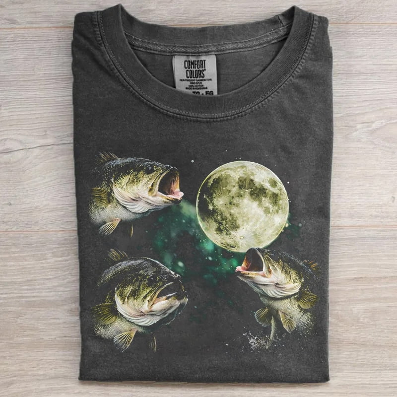 Bass Fish Moon 90s Vintage Graphic T Shirt, Retro Largemouth Bass ...