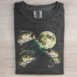 Bass Fish Moon 90s Vintage Graphic T Shirt, Retro Largemouth Bass ...