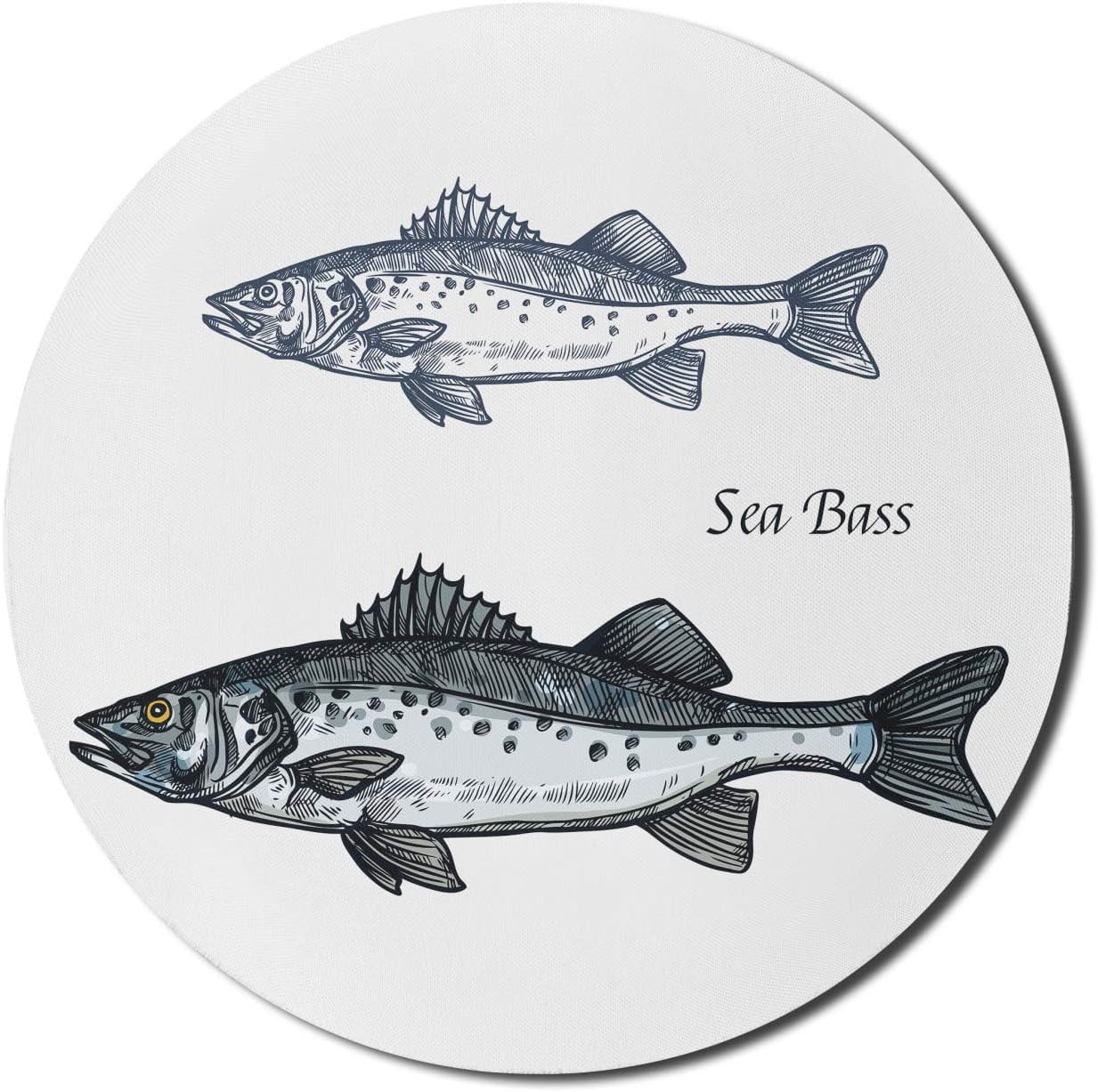 Bass Fish Mouse Pad for Compuers, Highly Deailed Japanese Skech ...