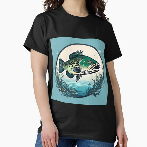 Bass Fish Ocean Marine Animal Wildlife Nature Outdoors Design T-Shirt ...