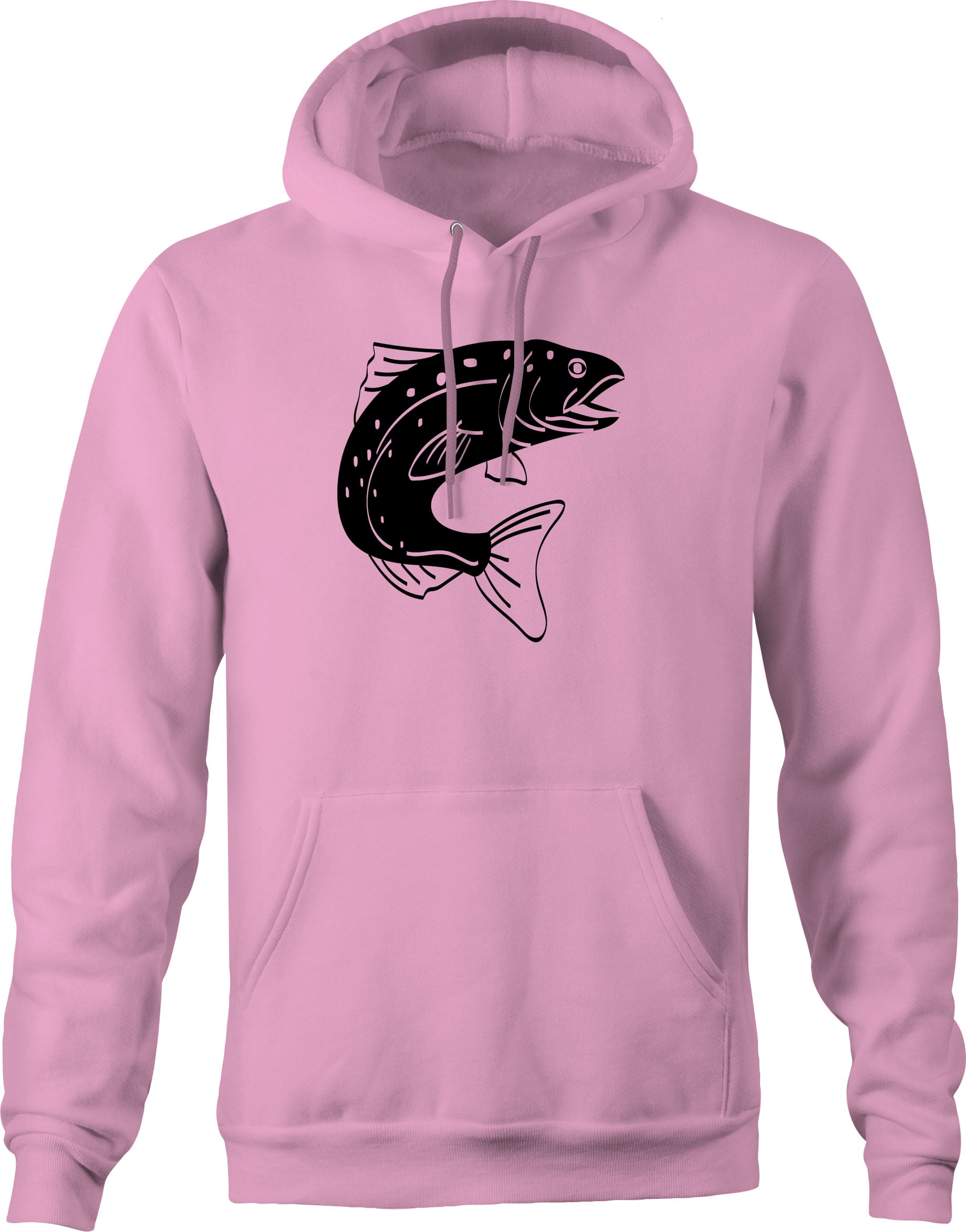 Bass Fish Outline Fishing Outdoors Activates Hobbies Pink XL Hoodie ...