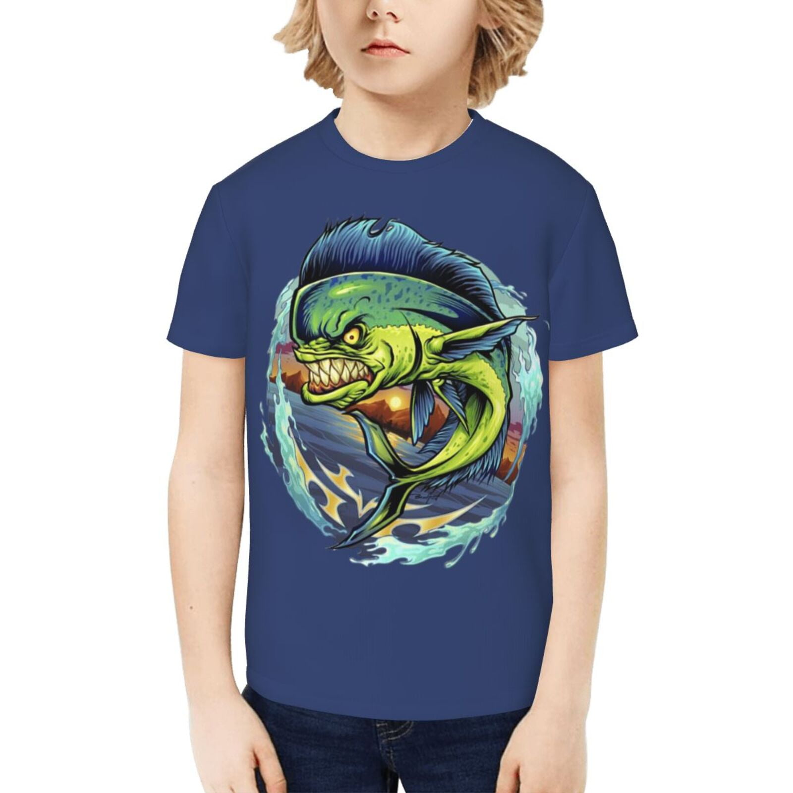 Bass Fish Teens Full 3d T-Shirts Short Sleeves Various Patterns Kids T ...