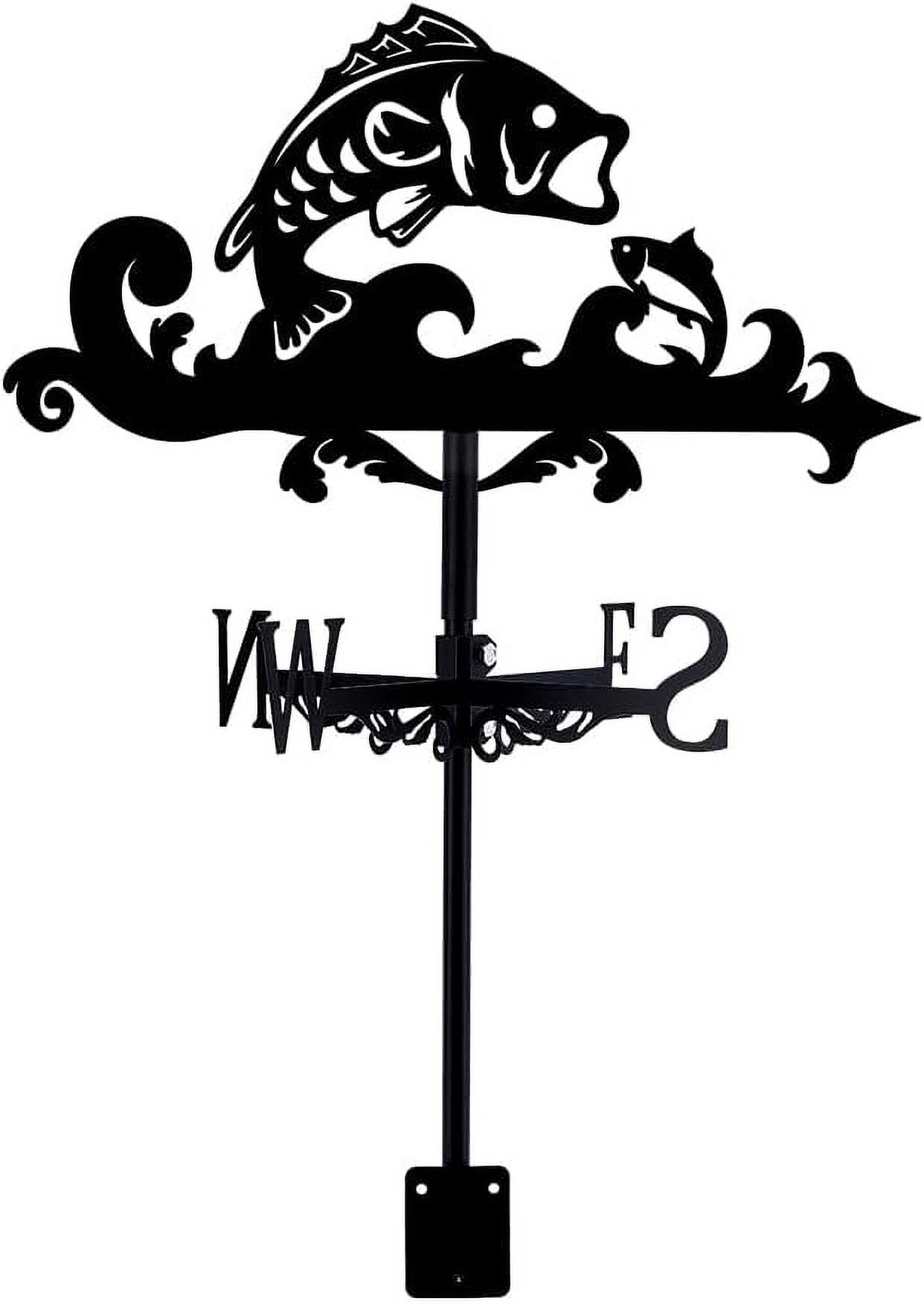 Bass Fish Weathervane Wrought Iron Wind Vane Animal Metal Weather Vane ...