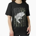 Bass Fishing American Camo USA Flag Fisherman Outdoors Sport T-Shirt ...