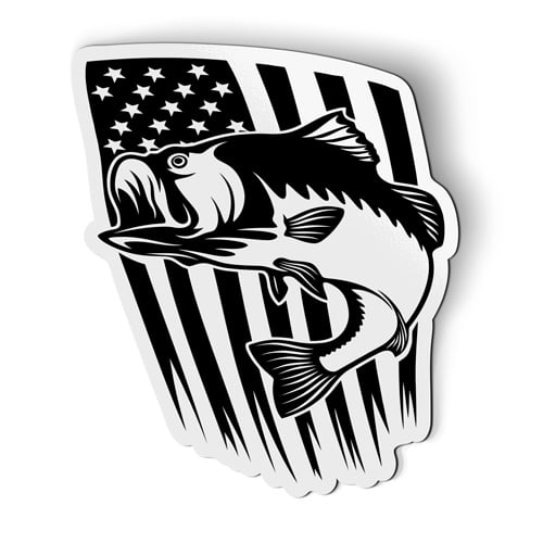 Bass Fishing American Flag - 5" Magnet for Car Locker Refrigerator ...