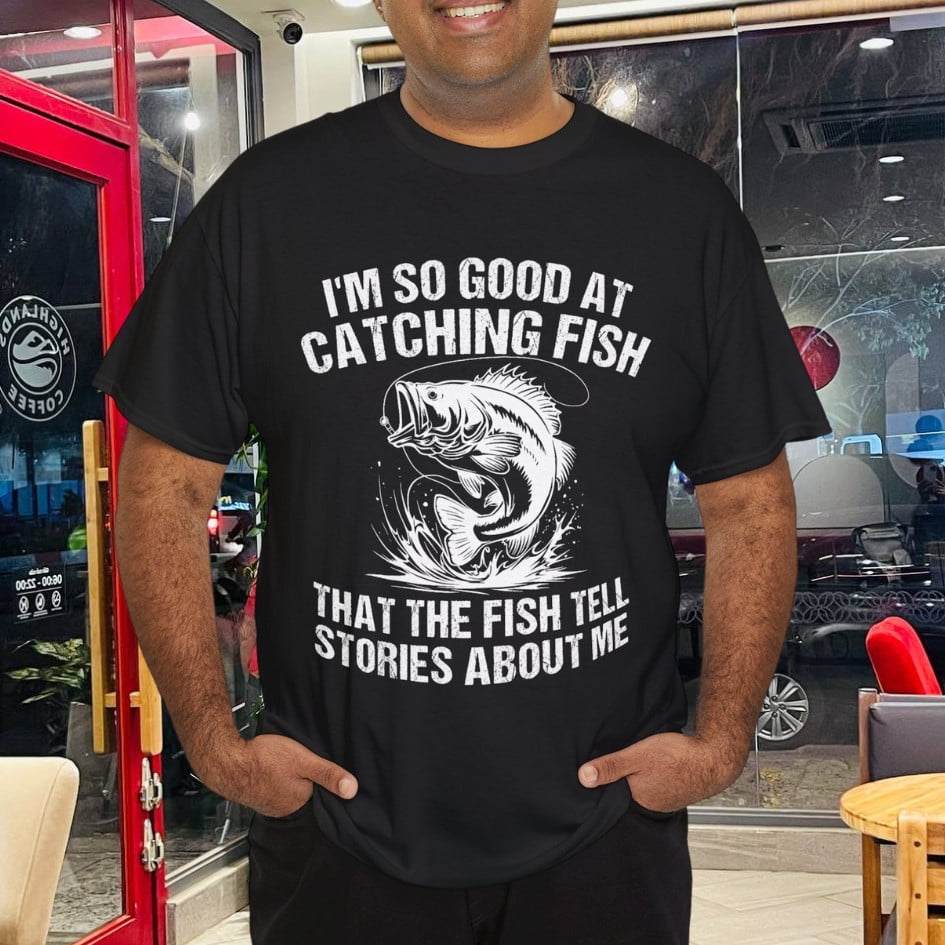 Bass Fishing Angler Funny Fisherman Catching Fish T-Shirt - Walmart.com