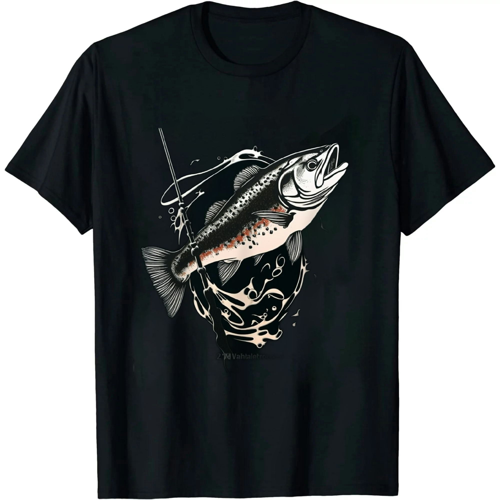 Bass Fishing Angling Fishhook Fisherman Sport Black Fish T-Shirt ...