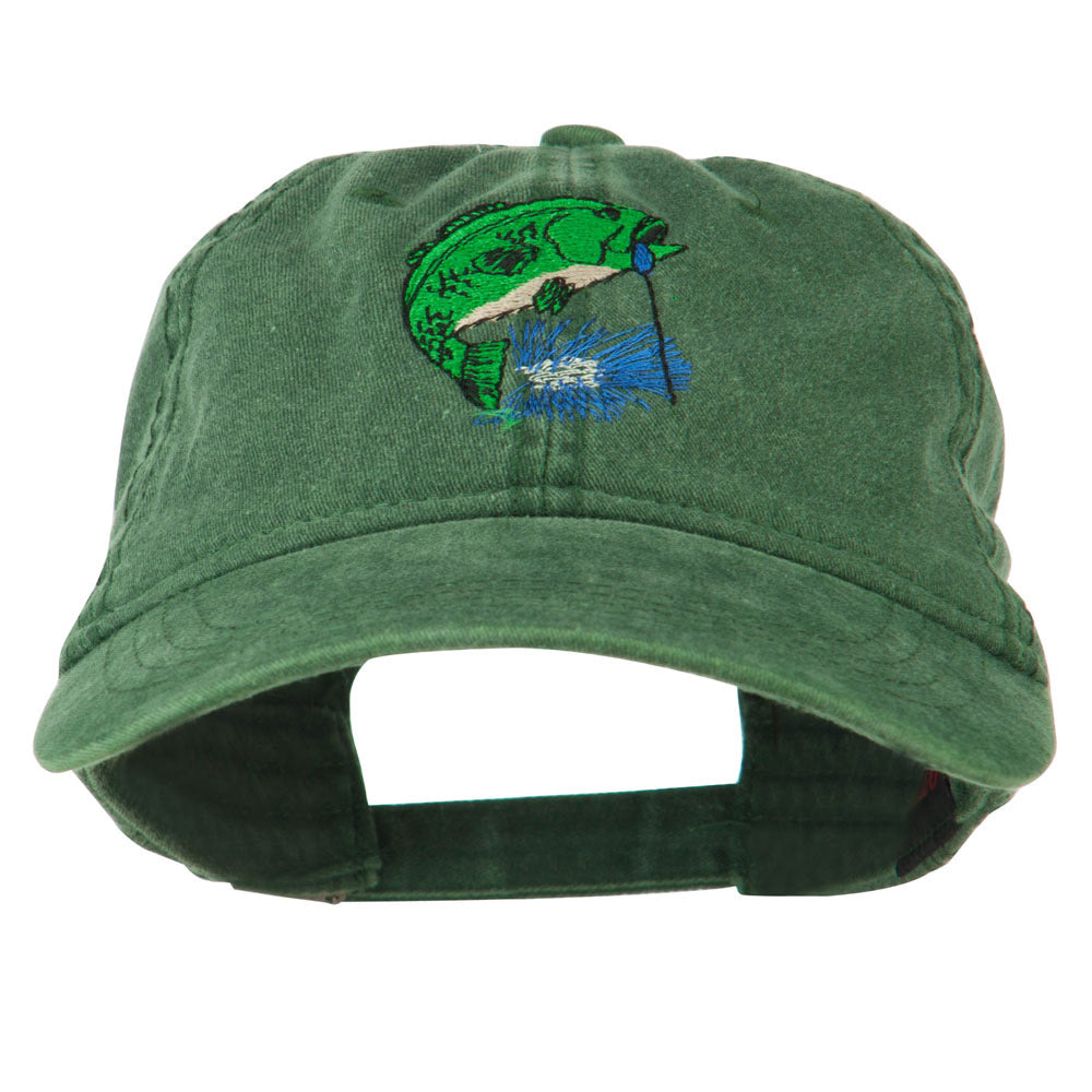 Bass Fishing Embroidered Washed Cap - Dark Green OSFM - Walmart.com
