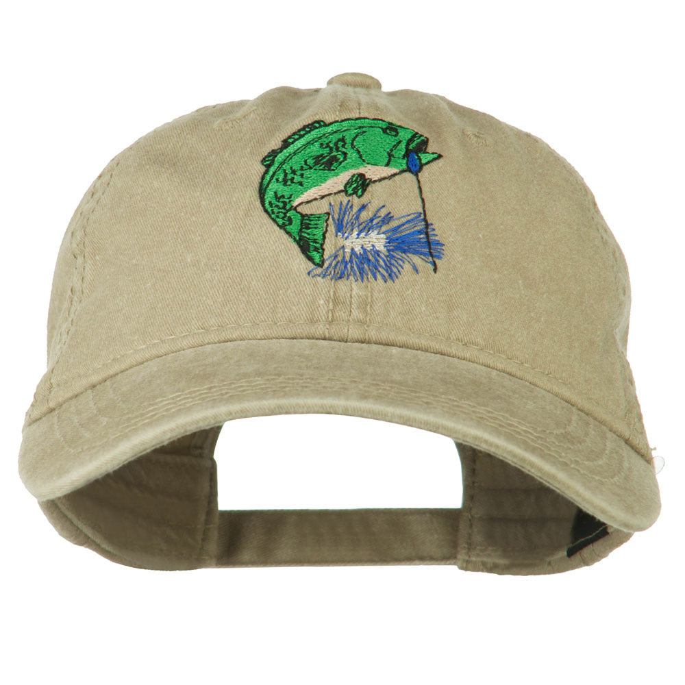 Bass Fishing Embroidered Washed Cap - Khaki OSFM - Walmart.com