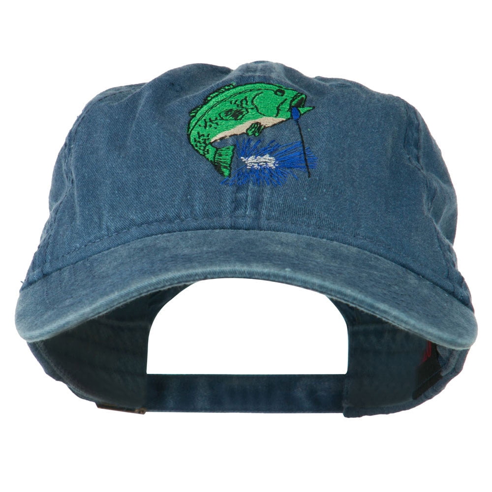 Bass Fishing Embroidered Washed Cap - Navy OSFM - Walmart.com