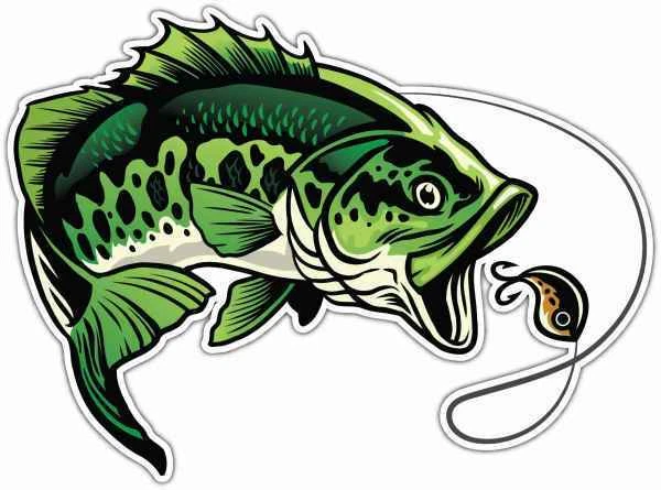Bass Fishing Fisherman Fish Hook Car Stickerphone Decal Water Bottle ...
