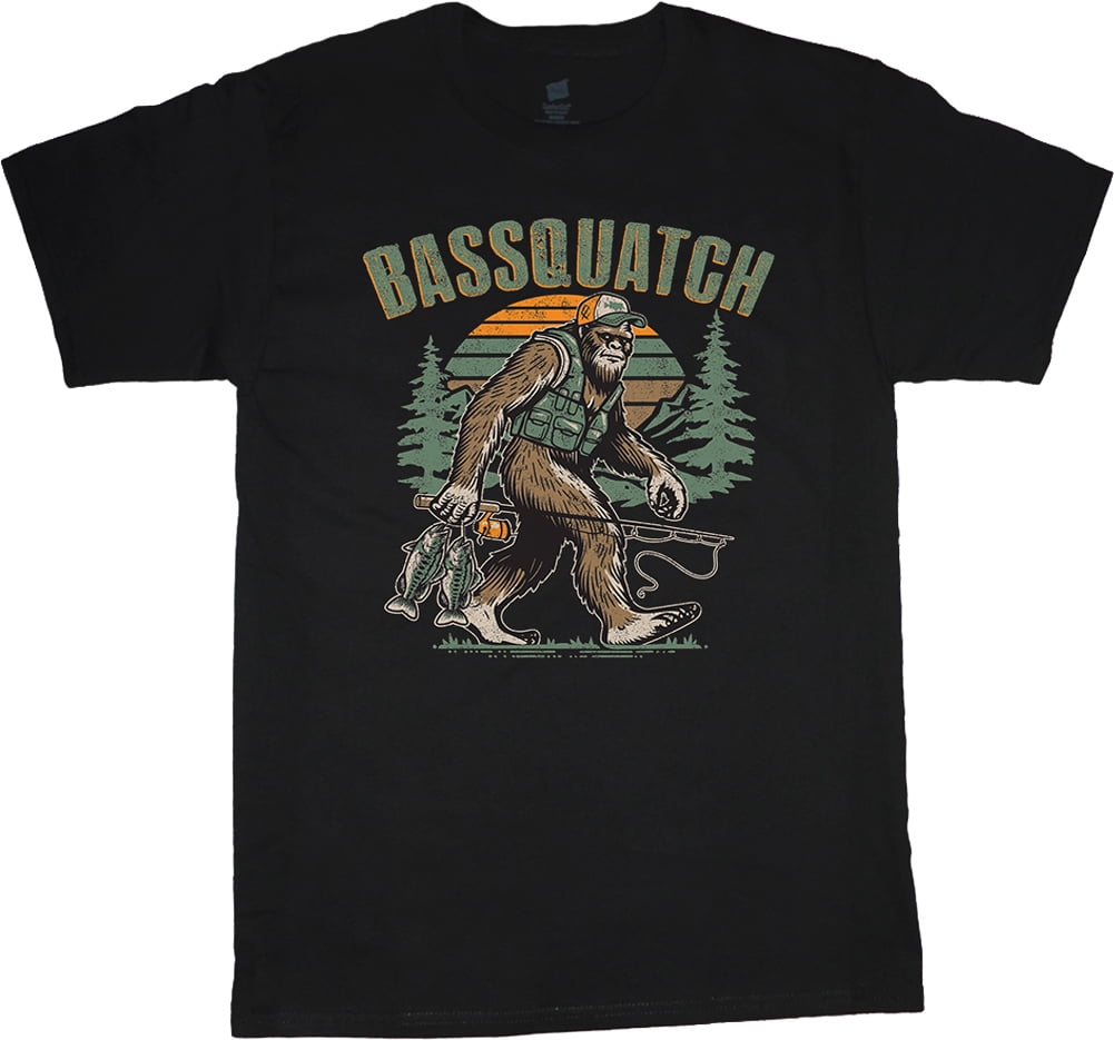 Bass Fishing Gear Sasquatch Bigfoot Funny T-shirt Mens Graphic Tees ...