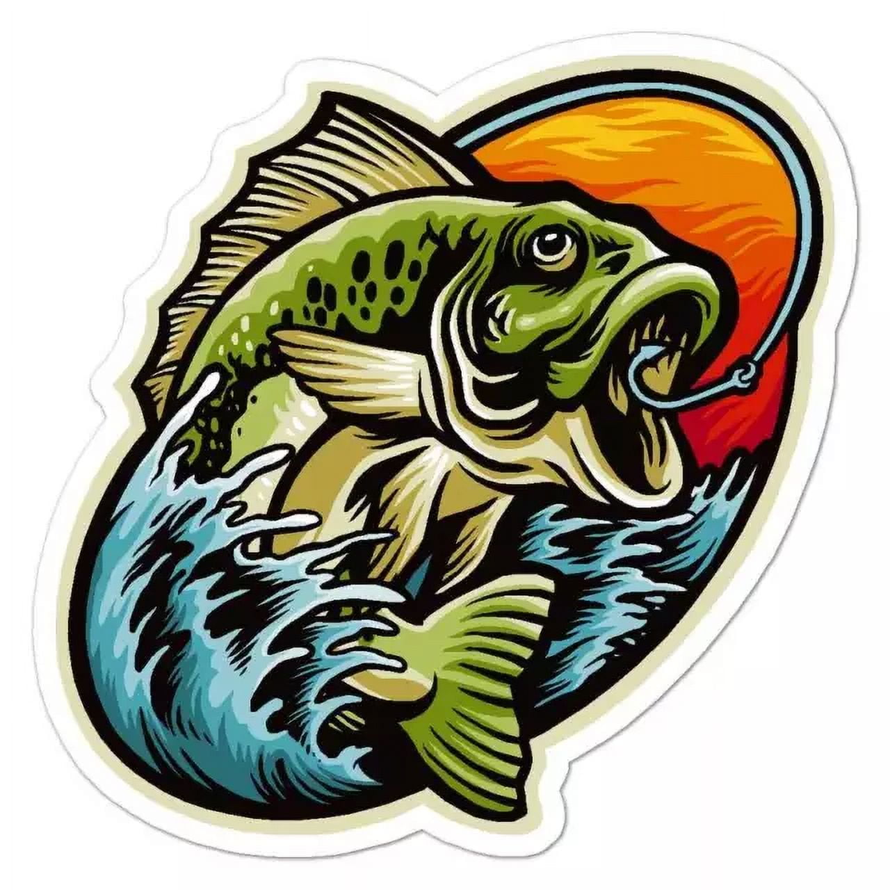 Bass Fishing Hook Sticker Indoor Outdoor Phone Decal Water Bottle ...