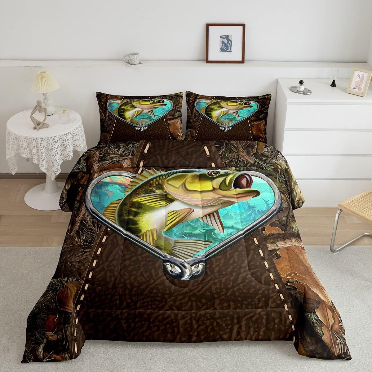 Bass Fishing King Bedding for Boys Girls Women Fisherman Hunting and ...