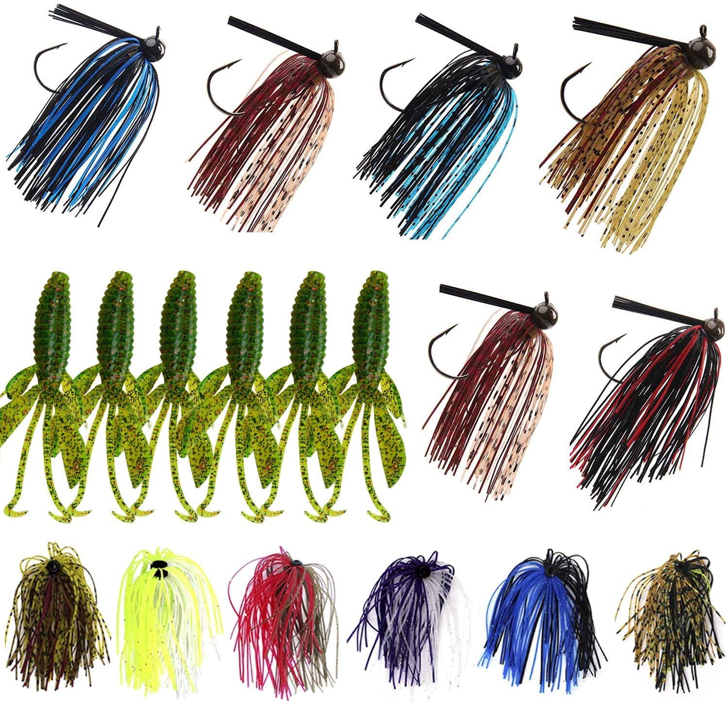 Bass Fishing Lure Kit Weedless Jigs Football Jigs, 18pcs Swim Jig Bass ...