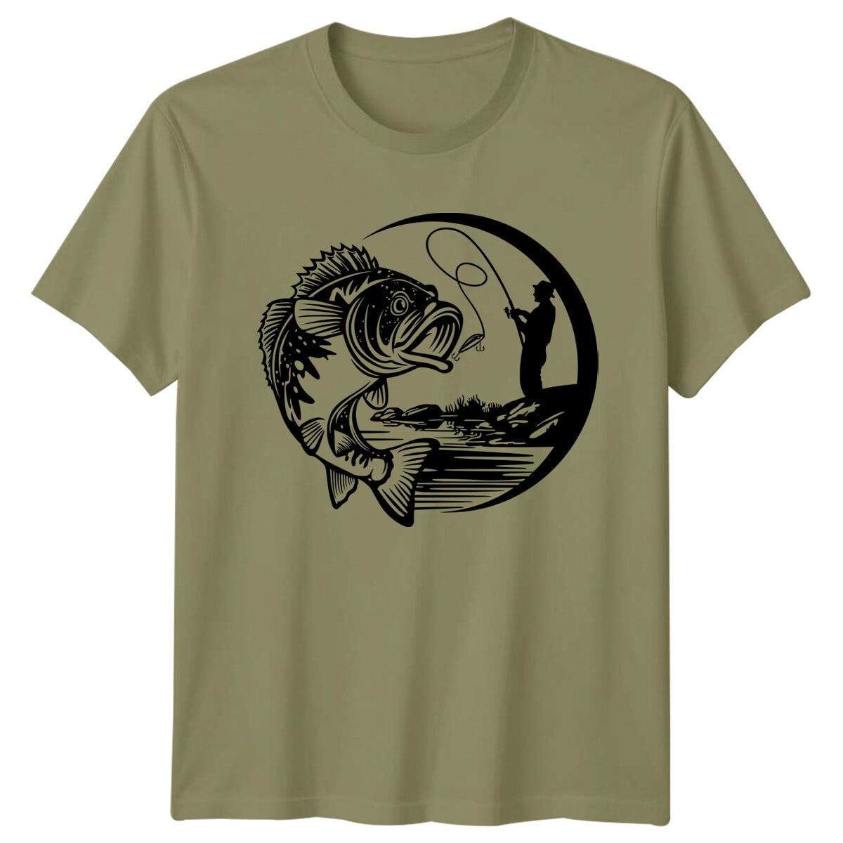 Bass Fishing Mens T-Shirt Angling Hobby Fisherman Graphic Tee - Walmart.com