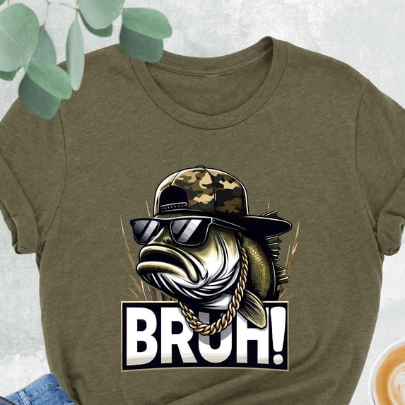 Bass Fishing Shirt Funny Fishing Shirt Fishing Bruh Shirt Fish Hunting ...