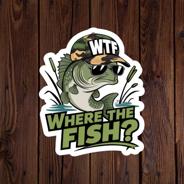 Bass Fishing Sticker Largemouth Wtf Where The Fish Journal Laptop ...