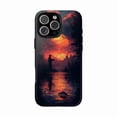 Bass Fishing Sunset Silhouette Fisherman Outdoor Artistic Protective ...