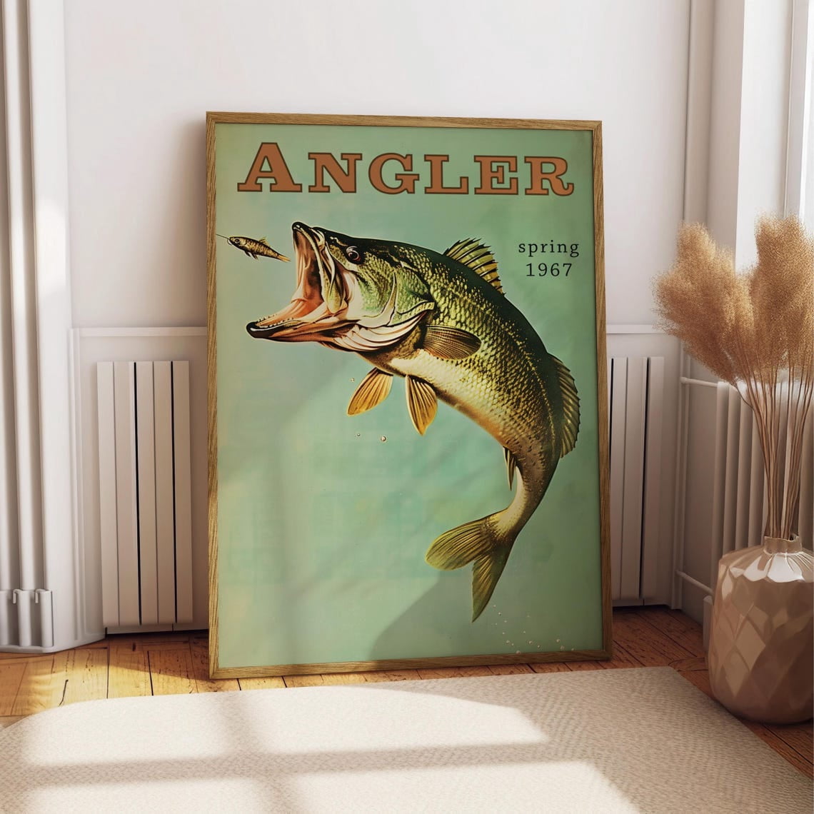 Bass Fishing Vintage Art Retro Travel Cabin Wall Decor Outdoor Sports ...