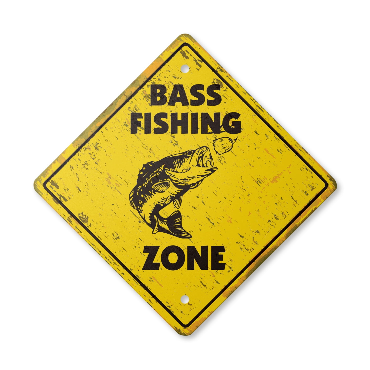 Bass Fishing Vintage Crossing Sign Zone Xing | Indoor/Outdoor Plastic ...
