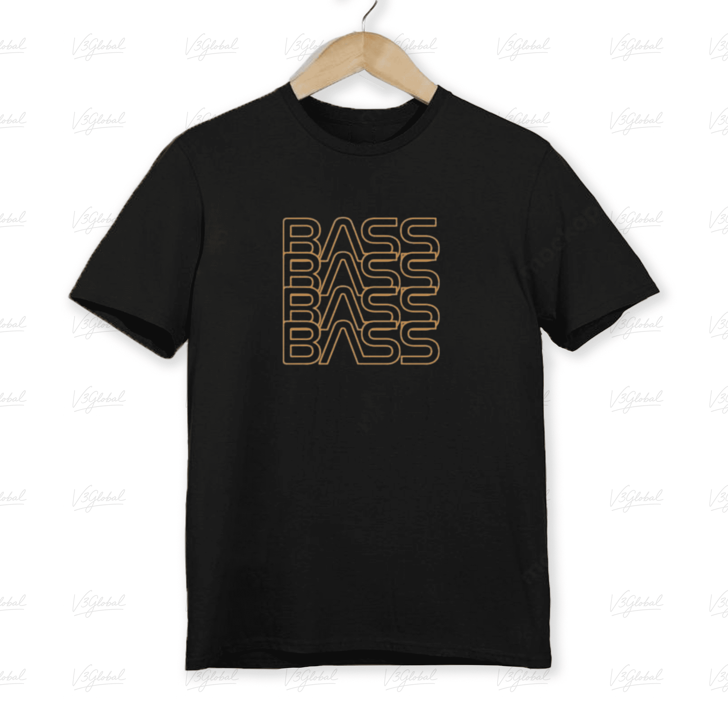 Bass Fishing Warm Orange Repeated Text Fisherman Hobby Unisex T-Shirt ...