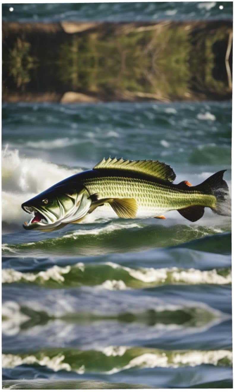 Bass Fishing Wave Print Welcome The Four Seasons Garden Flag, Yard ...