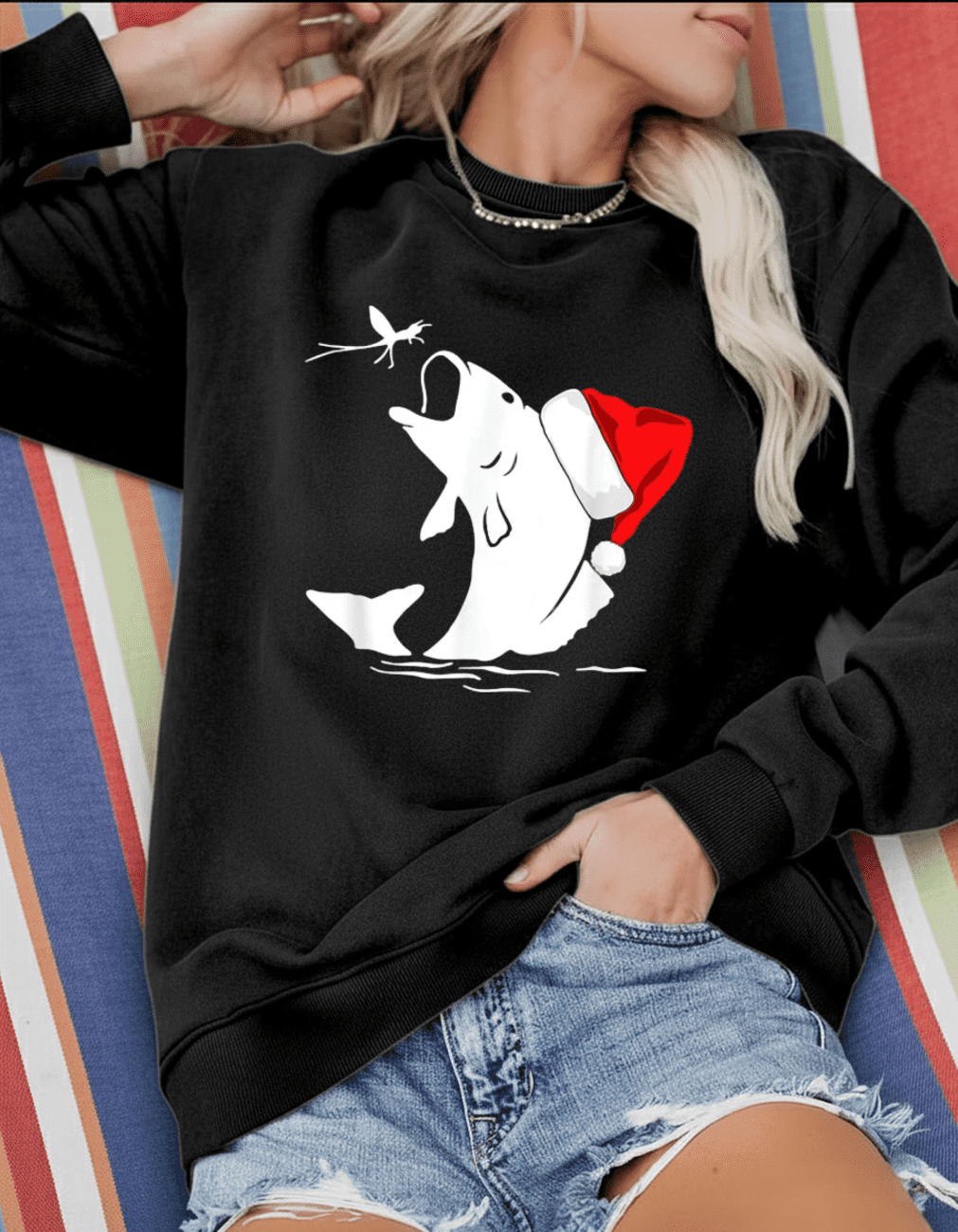 Bass Fishing With St Nick Hat Christmas Pajama Gifts Sweatshirt, for Men & Women, up to Size 5XL ...