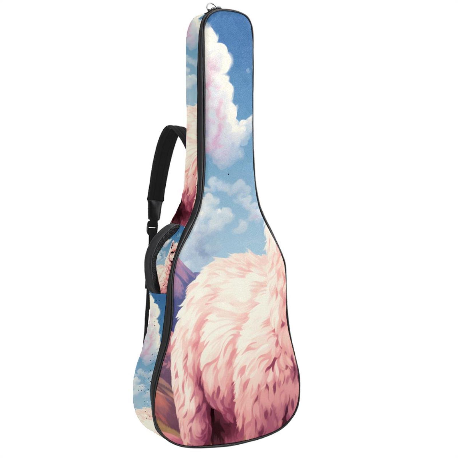 Bass Guitar Bags with Art Pink Furry Alpaca, Acoustic Guitar Bag 40 41 ...