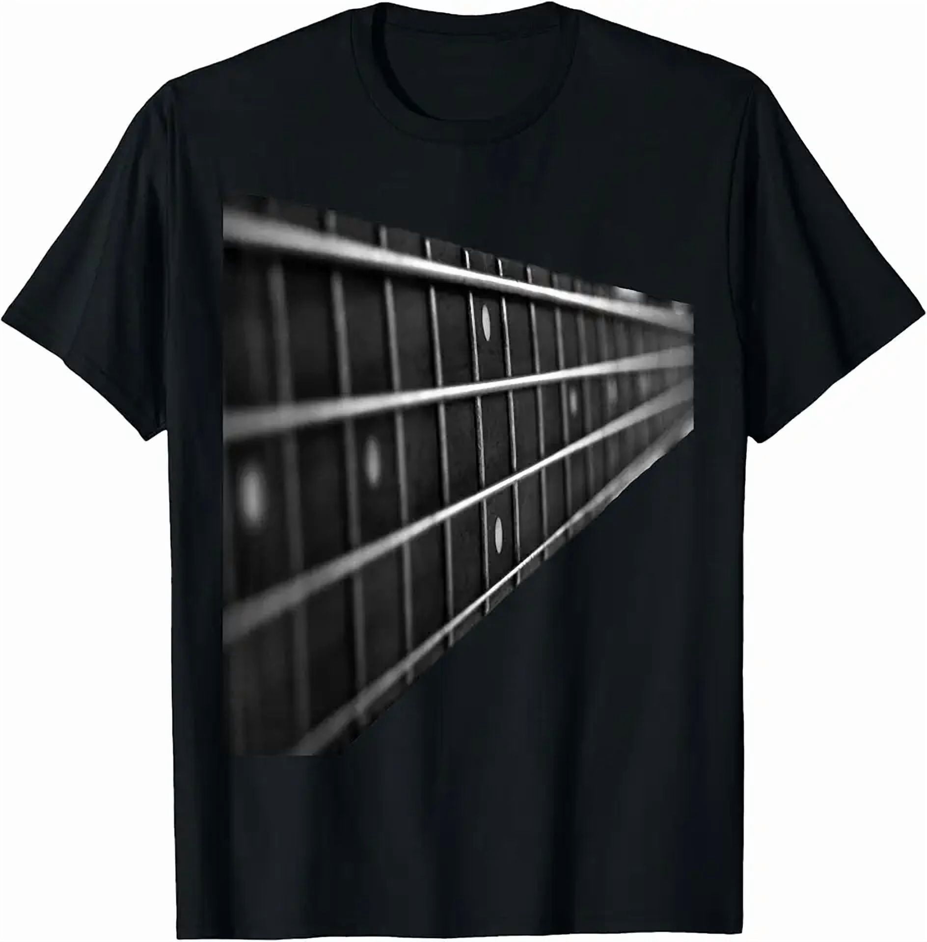 Bass Guitar Fretboard Monochrome Graphic Unisex Musician T-Shirt ...