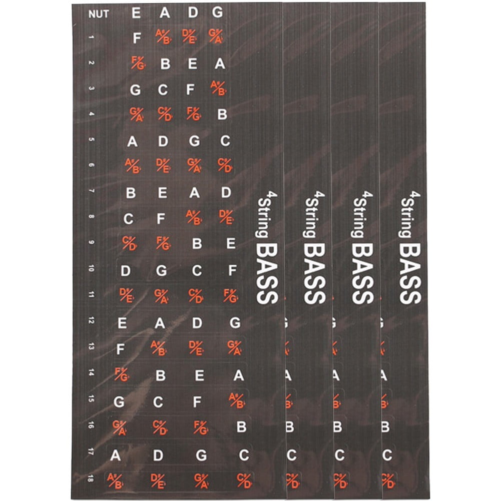 Bass Guitar Note Map Decals for 4 or 5 String Scales Chords Learning ...