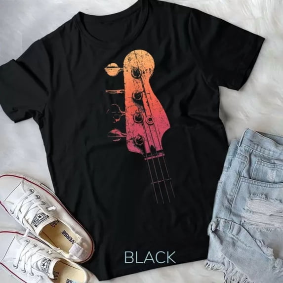 Bass Guitar Retro Headstock For Bassist And Bass Player T-Shirt Unisex ...