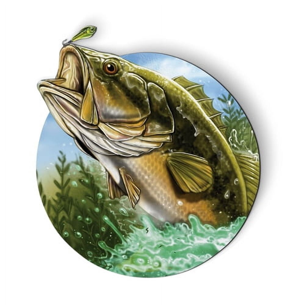 Bass Jumping Fishing - 5" Magnet for Car Locker Refrigerator - Walmart.com
