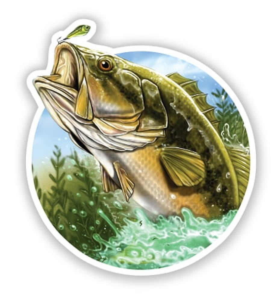 Bass Jumping Fishing - 8" Vinyl Sticker - For Car Laptop I-Pad ...