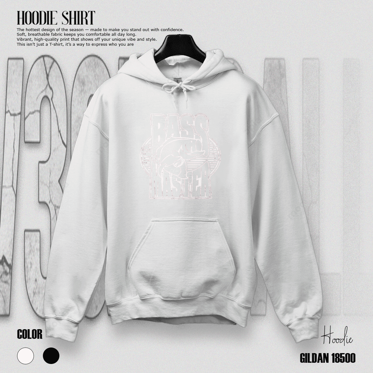 Bass Master Fishing Logo Art for Anglers Fisherman Hobby Gift Hoodie ...