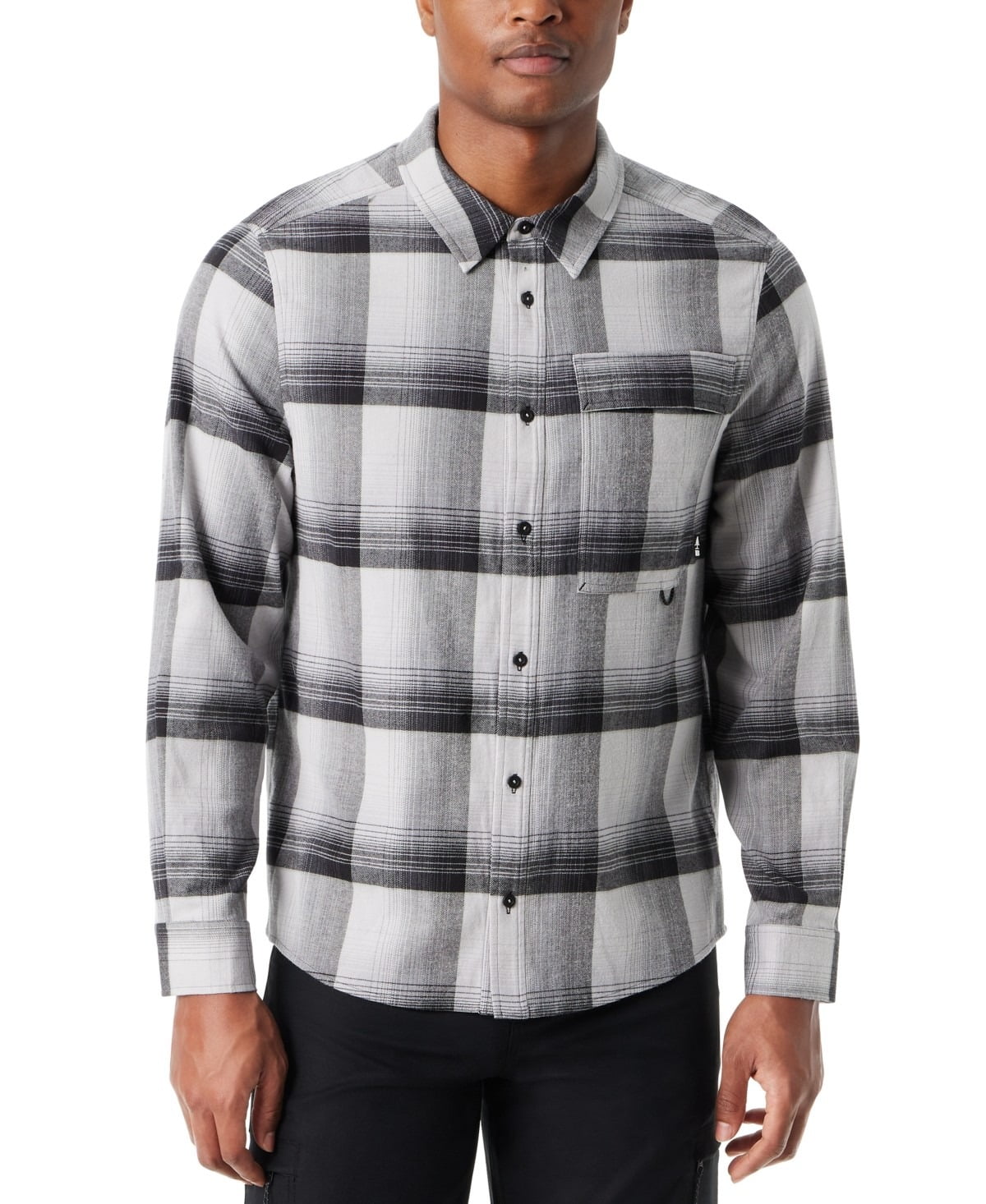 Bass Outdoor Flannel Shirt Men's Small Htr Gray Classic Fit Plaid ...
