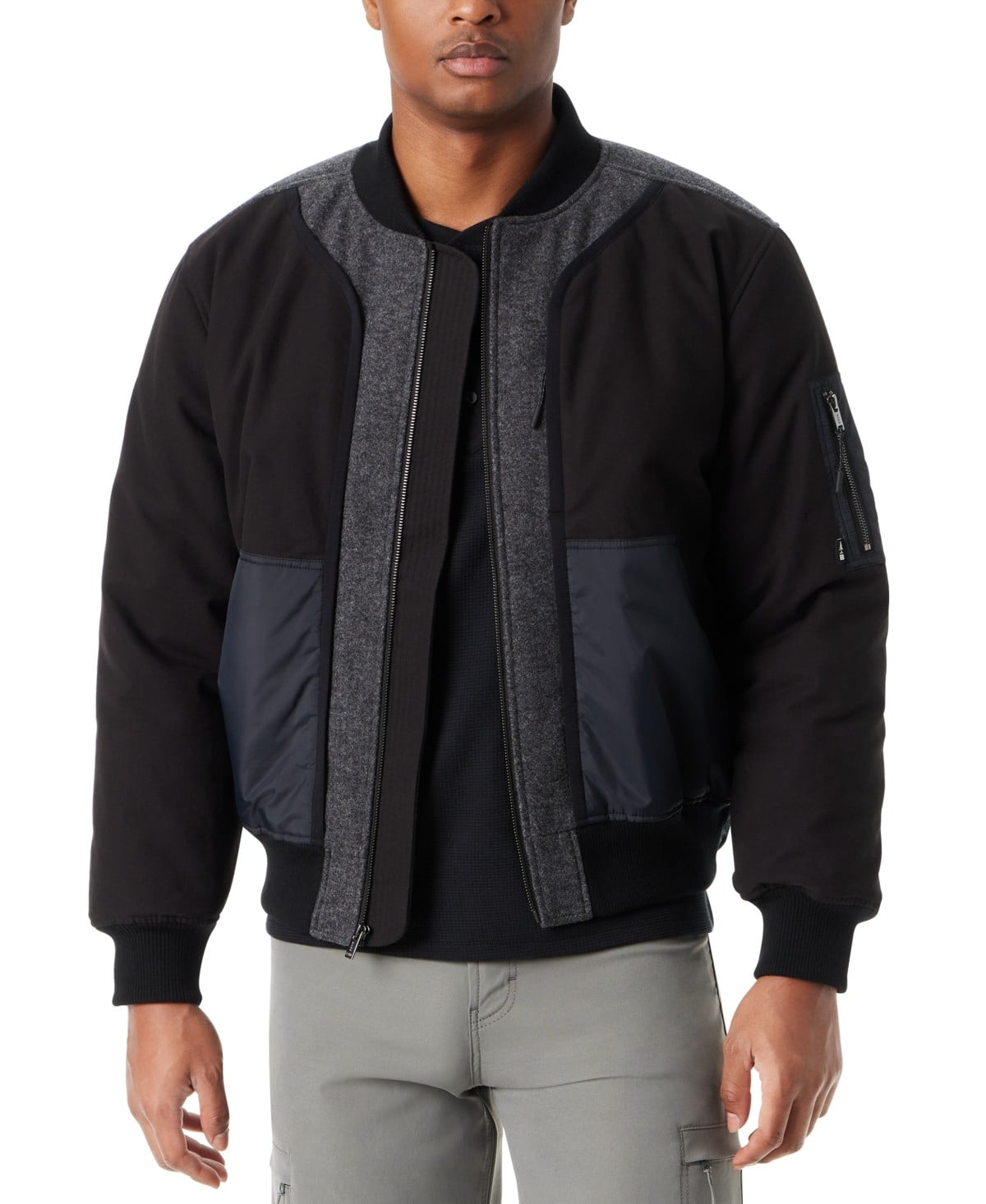 Bass Outdoor Mens Regular fit Mixed Media Bomber Jacket Coat Medium ...