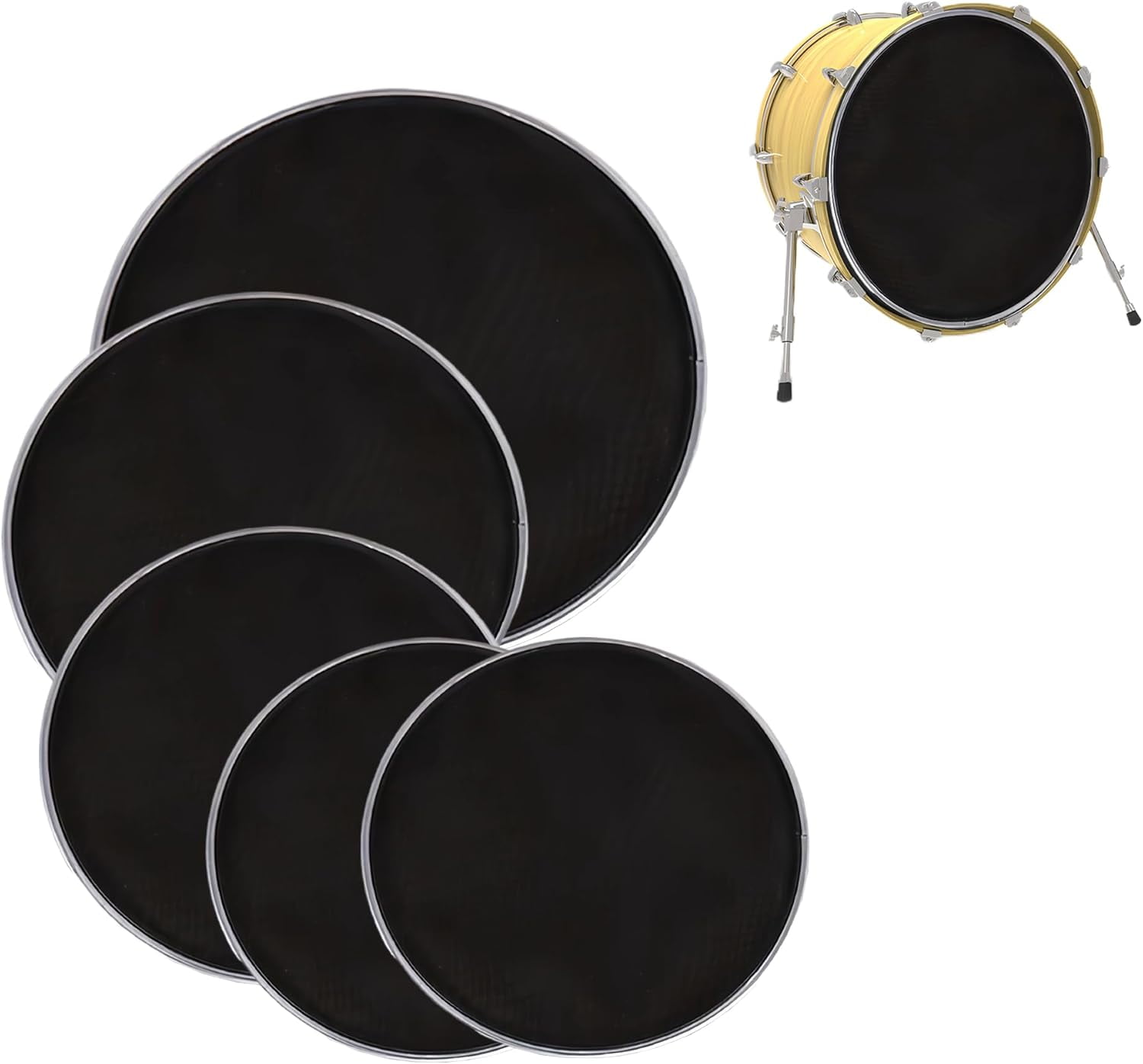 Bass Snare Drum Head Set:Drum Heads,2024 New Upgraded Double-Layered Bass Drum Head,5 Pieces ...