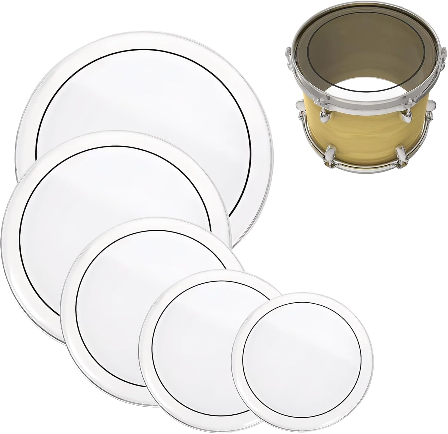 Bass Snare Drum Head Set:Drum Heads,2024 New Upgraded Double-Layered ...