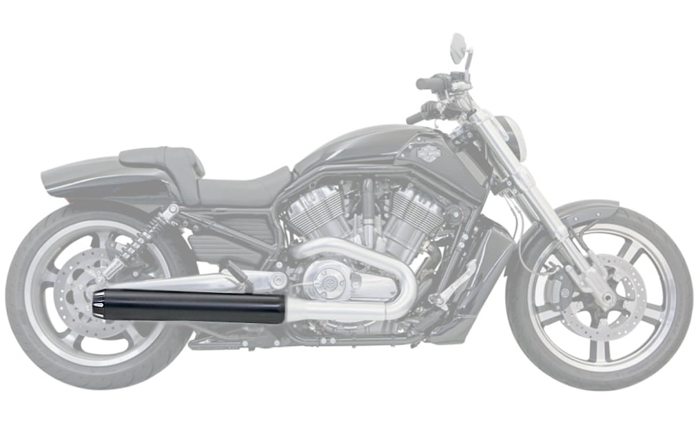 Bassani 4" Straight Can Black Slip-On Mufflers w/Black Fluted End Caps ...