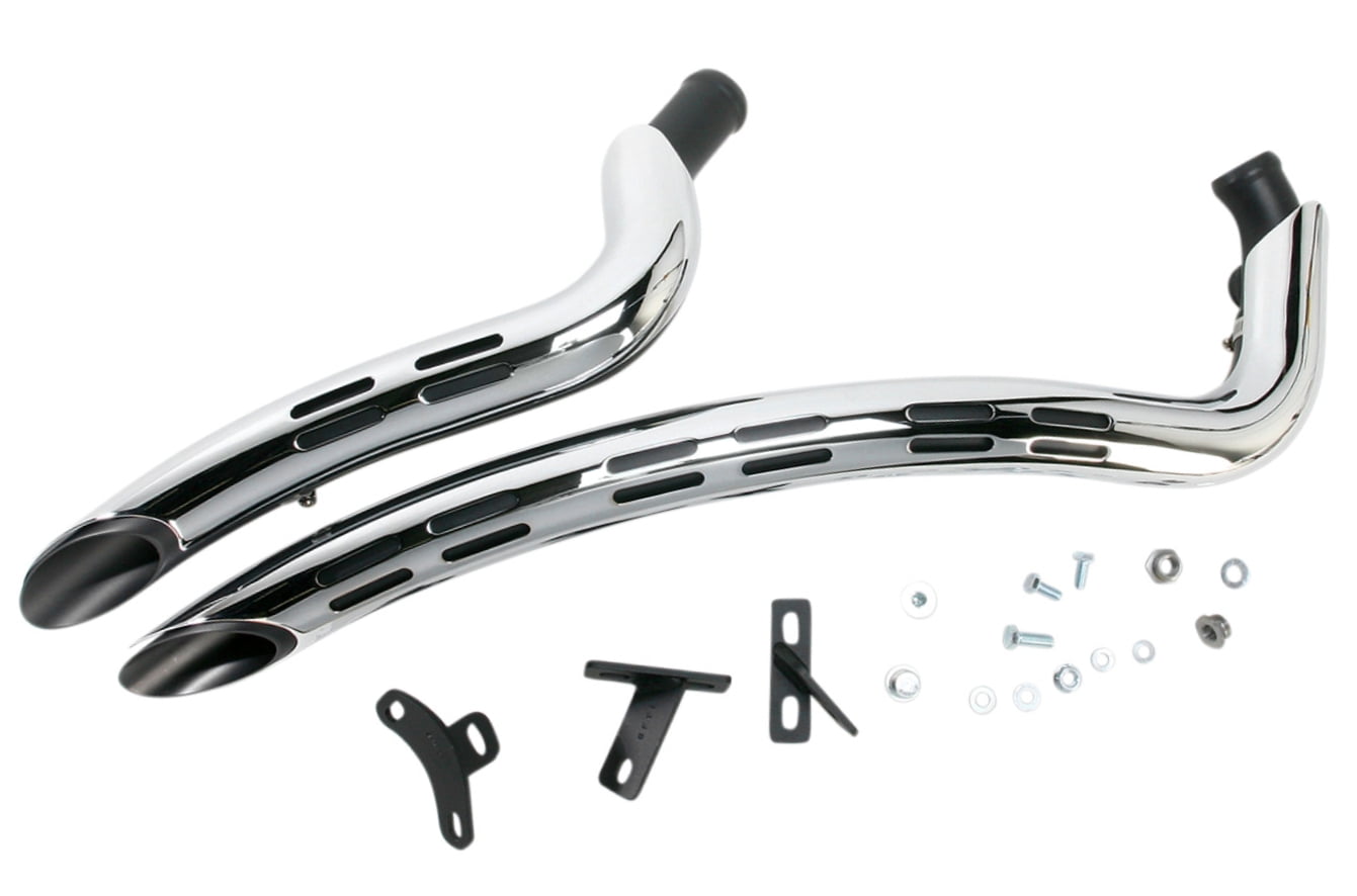 Bassani Radial Sweepers Black Exhaust System w/Chrome Slotted Shields ...