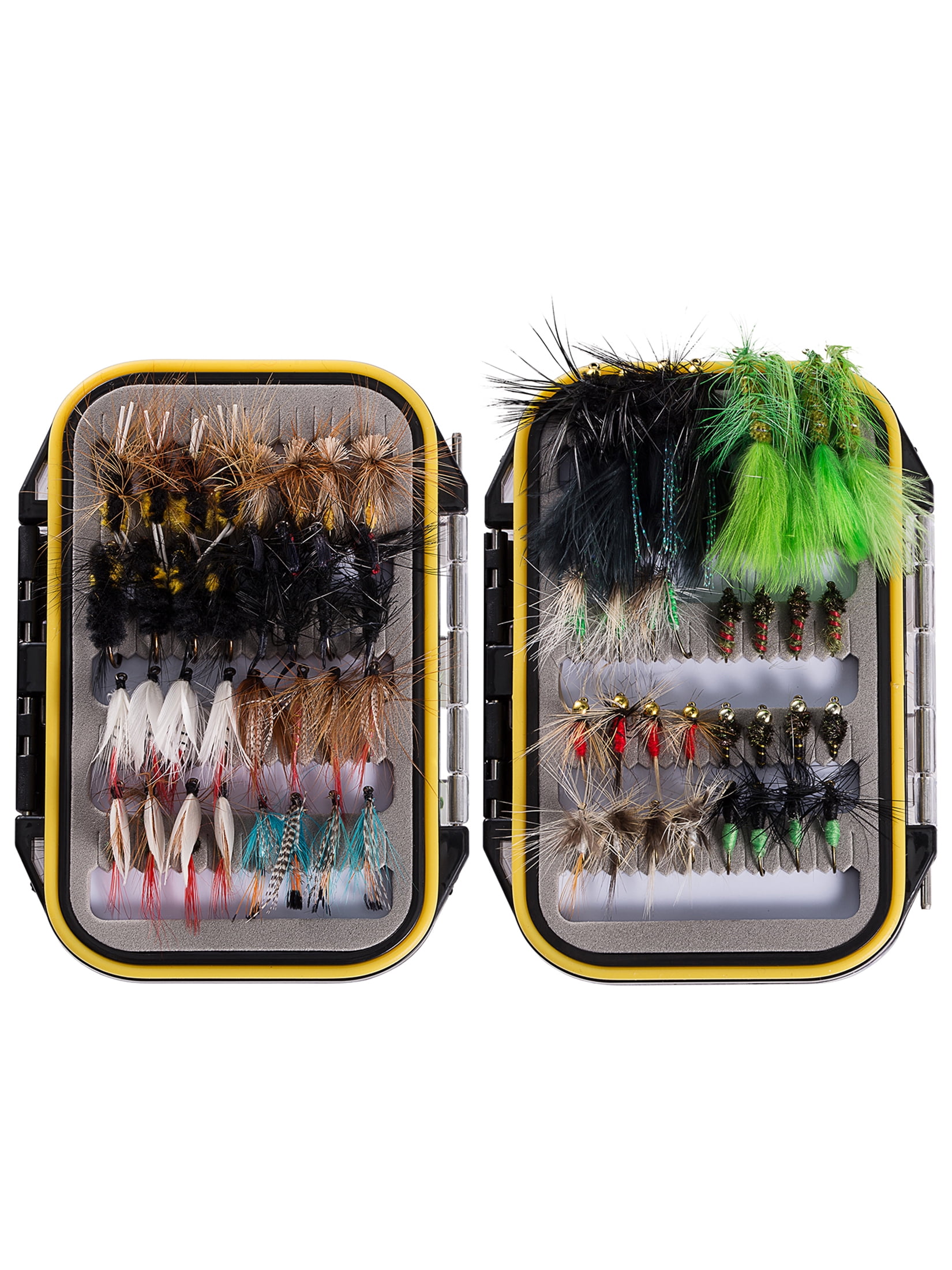 Bassdash Fly Fishing Assorted Flies Kit, Pack of 64 pcs Fly lure including Dry Flies, Wet Flies ...