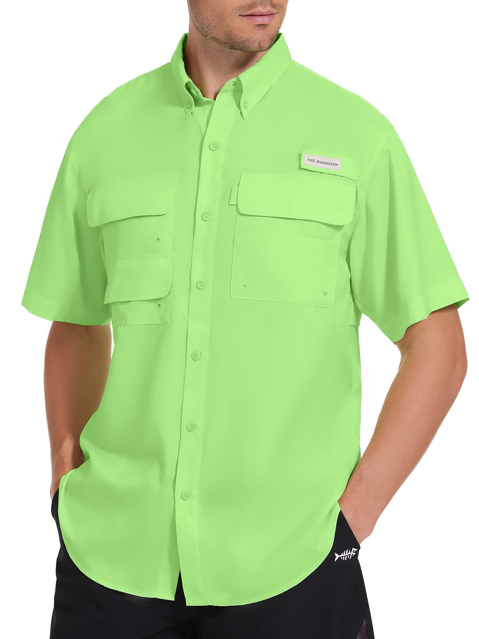 Bassdash UPF 50 Men’s Fishing Dress Shirt Button Down Woven Short ...