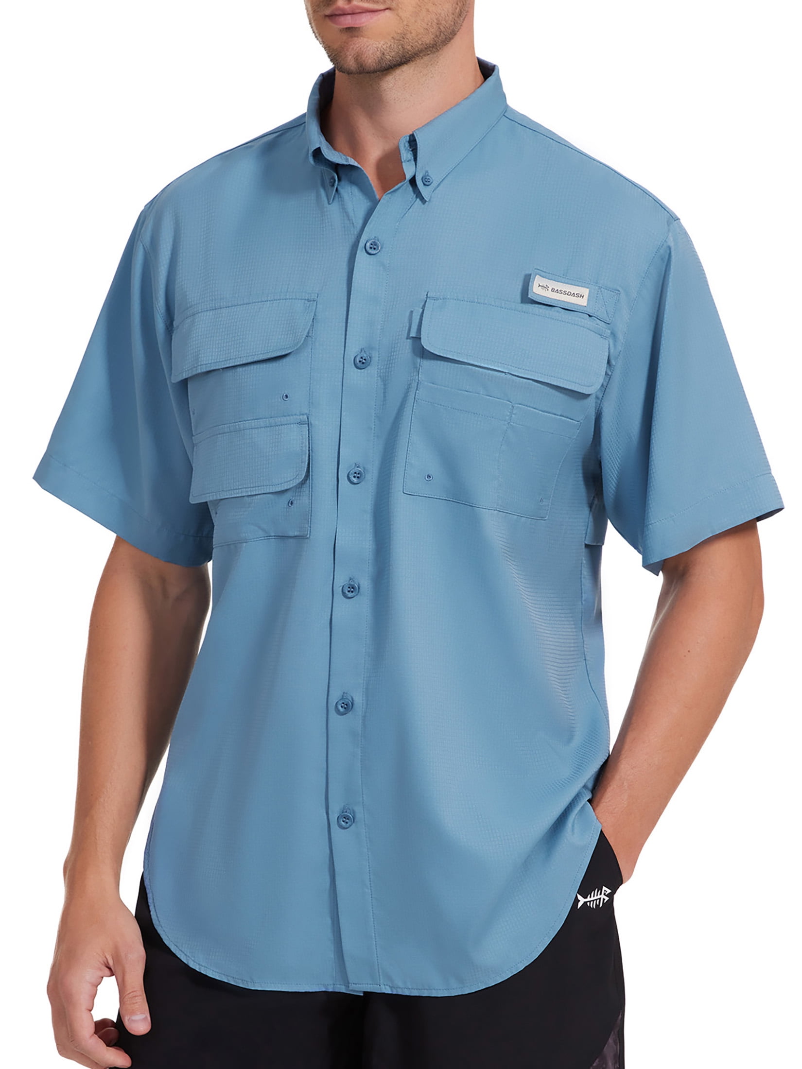 Bassdash UPF 50 Men’s Fishing Dress Shirt Button Down Woven Short ...