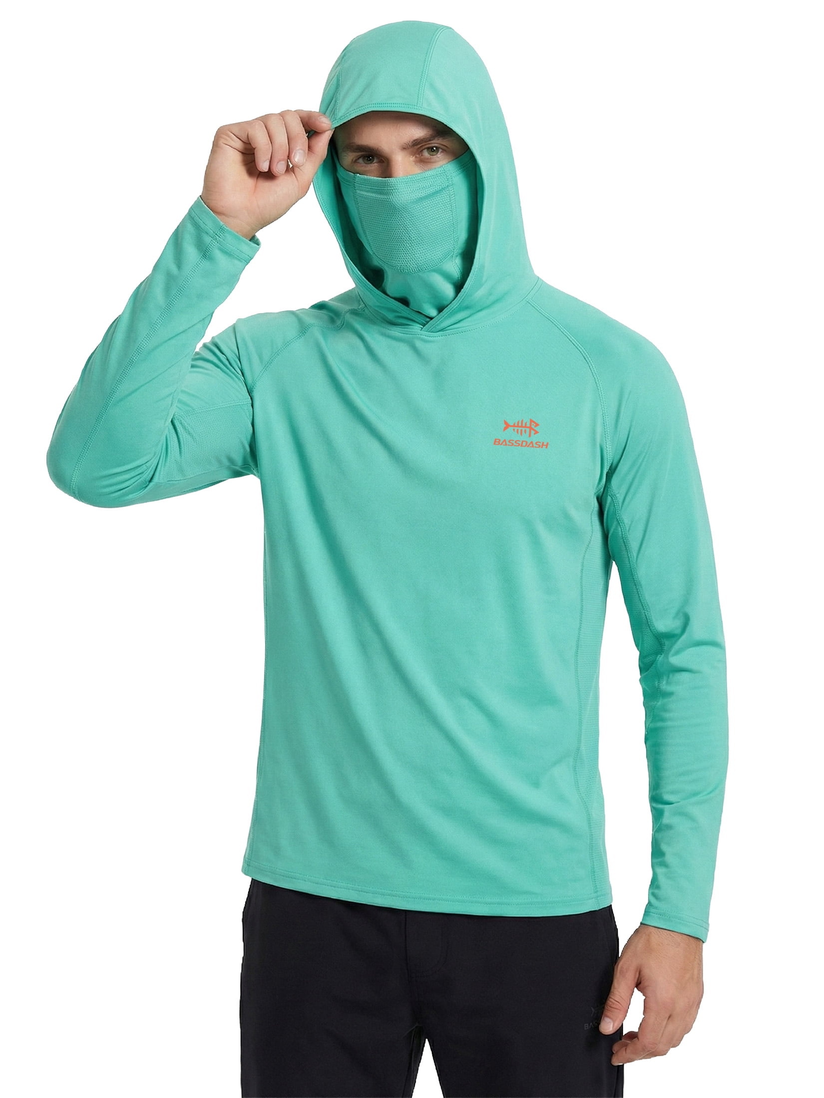 Bassdash UPF 50+ Men’s Long Sleeve Fishing Shirt with Mask UV Neck ...